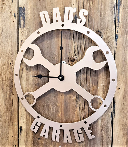 Dad's Garage or Personalized Crossed Wrenches Custom Clock – 360-STEEL